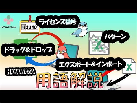 用語集【パターン・ライセンス番号・ドラッグアンドドロップ・エクスポート・インポート】 Hayawazaplus