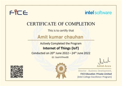 Amit Kumar Chauhan On Linkedin Iot Intelcertification