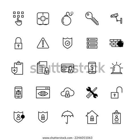 Security Outline Web Icon Set Vector Stock Vector Royalty Free 2246051063 Shutterstock
