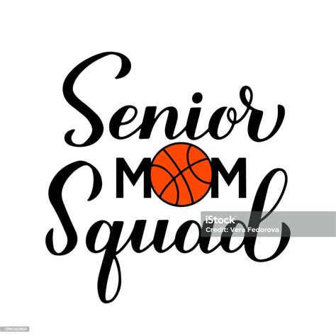 시니어 엄마 분대 손 편지 농구 인용문 서예 타이포그래피 포스터 배너 스티커 티셔츠 등을위한 벡터 템플릿 Championship에 대한 스톡 벡터 아트 및 기타 이미지