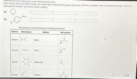 Solved Toentify The Functional Groups In The Following Chegg Com