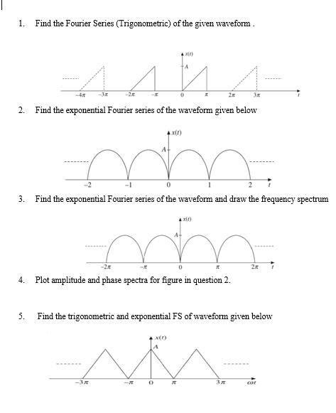 Solved 1 Find The Fourier Series Trigonometric Of The