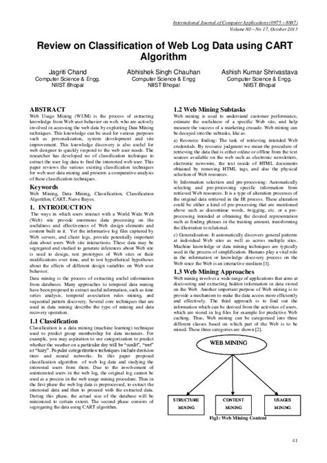 Pdf Review On Classification Of Web Log Data Using Cart Algorithm
