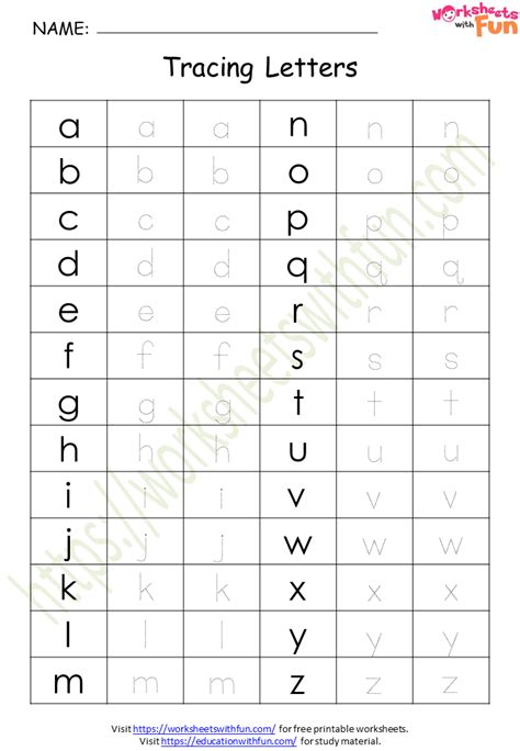 Tracing The Alphabet Lowercase