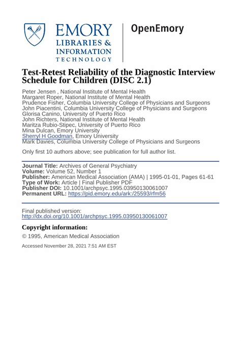 pdf test retest reliability of the diagnostic interview dokumen tips