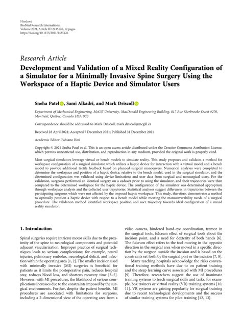 Pdf Development And Validation Of A Mixed Reality Configuration Of A
