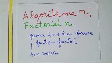 ♦️♦️algorithme Factoriel N Algorithme N Factoriel N Algorithme Qui Calcule Le Factoriel Dun