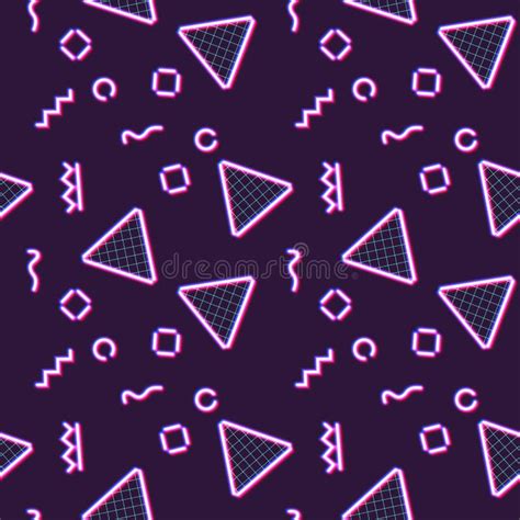 Neon Seamless Pattern With Memphis And 80s Style Stock Vector
