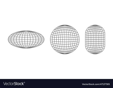 Wireframe Shapes Sphere Ellipse Globe Grid Vector Image