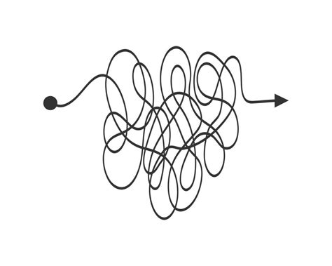 Chaotic Line From Start Point To Finish Arrow Complex Problem Solution