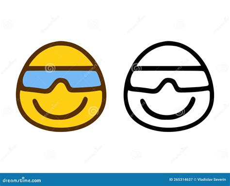 Cool Emoticon With Glasses In Doodle Style Stock Vector Illustration
