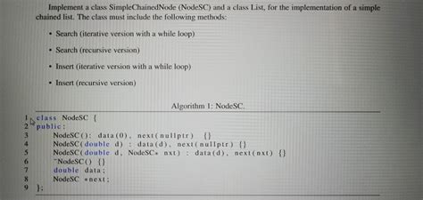 Solved Implement A Class Simplechainednode Nodesc And A Chegg
