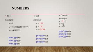 Python Basic Pptx With Lists Tuples Dictionaries And Data Types PPTX