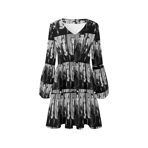 Sex Pistols V Neck Tiered Dress Original Illustration Kayci Garline