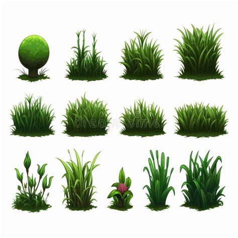 Plant Stems For Front Plan Nature Illustration Isolated Green Grass
