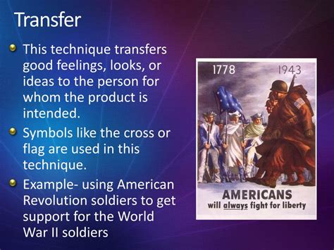 Transfer Advertising Technique Examples