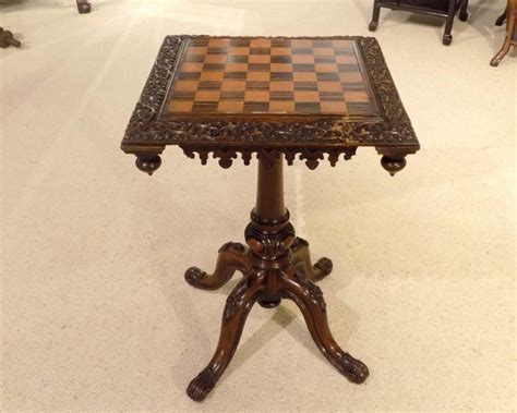 An Oak Rosewood And Satinwood Victorian Period Antique Chess Table