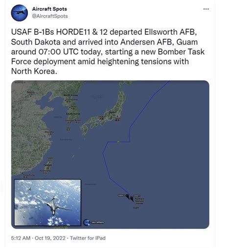北도발 우려속 美전략폭격기 B 1b 괌 전개한듯한반도서 2시간 나무뉴스