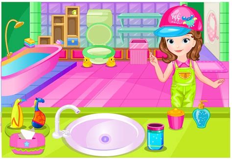 Badezimmer Für Ein Mädchen Premium Vektor