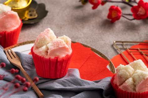 Cute Traditional Chinese Steamed Sponge Cake Fa Gao For Lunar New Year