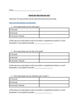 Calculating Speed Lab By Science With Sandoval TPT