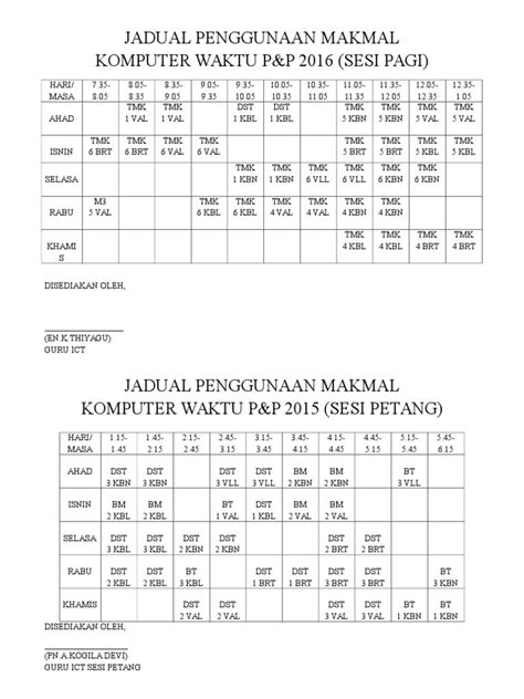 Pdf Jadual Penggunaan Makmal Dokumen Tips