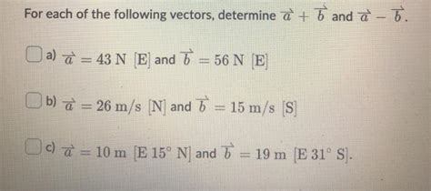 Solved For Each Of The Following Vectors Determine à ]