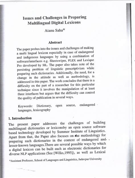 Pdf Issues And Challenges In Preparing Multilingual Digital Lexicons