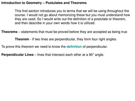 Ppt Introduction To Geometry Postulates And Theorems Powerpoint Presentation Id 4951835