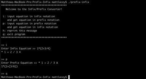 Github Matthewlaceyprefix Infix A Simple Converter Between Infix