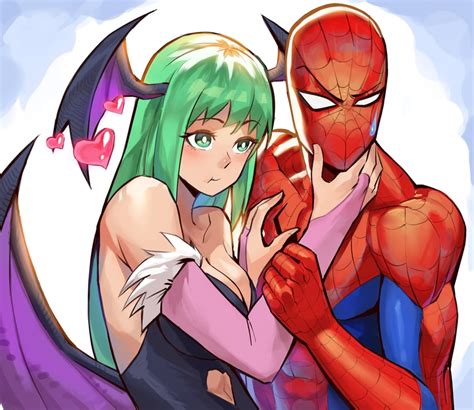 Morrigan Aensland And Spider Man Marvel And More Danbooru