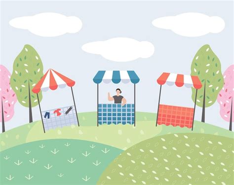 풍경의 키오스크 프리미엄 벡터