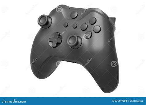 Realistic Video Game Joystick With Black Chrome Texture Isolated On White Stock Illustration