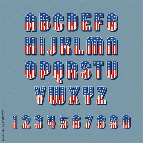 Patriotic Font With American Flag Stars And Stripes Pattern For 4th Of