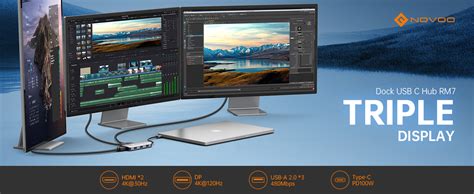Docking Station Triple Display Novoo Rm7 Usb C Docking Station Dual Monitor Adapter