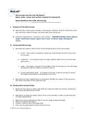 Microscope Cell LR Doc BioLab3 Microscope And The Cell Lab Report Name Date Course And Section