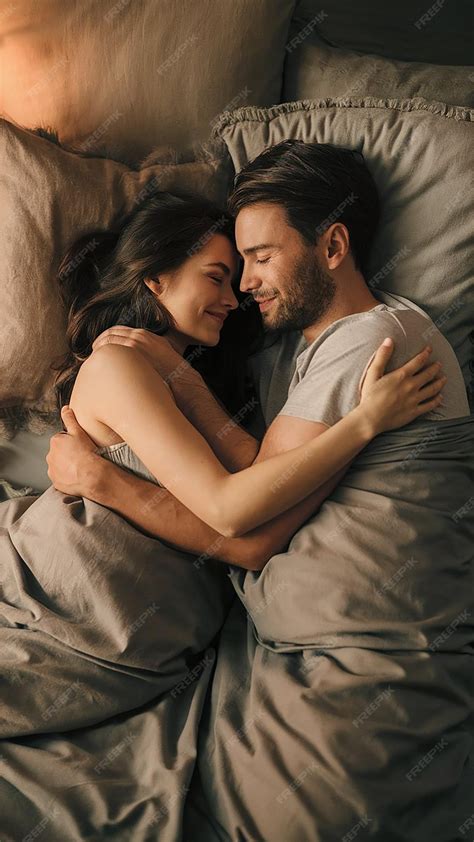 A Couple Embrace In Bed The Woman Is Hugging Her Premium Ai Generated