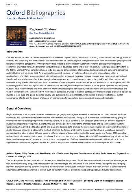 Pdf Regional Clusters