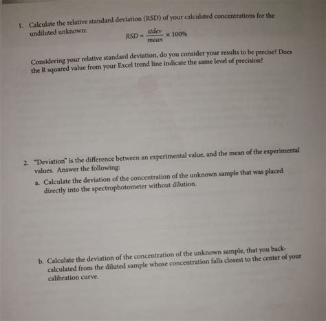 1 Calculate The Relative Standard Deviation RSD Of Chegg Com