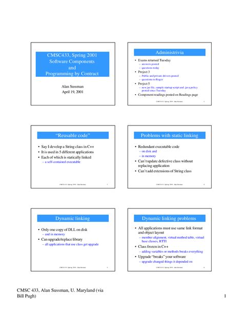 Problems With Static Linking Programming Language Technologies Cmsc 433 Docsity