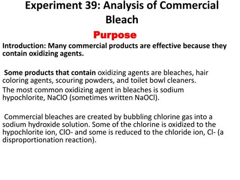 Ppt Experiment 39 Analysis Of Commercial Bleach Powerpoint Presentation Id 1951793