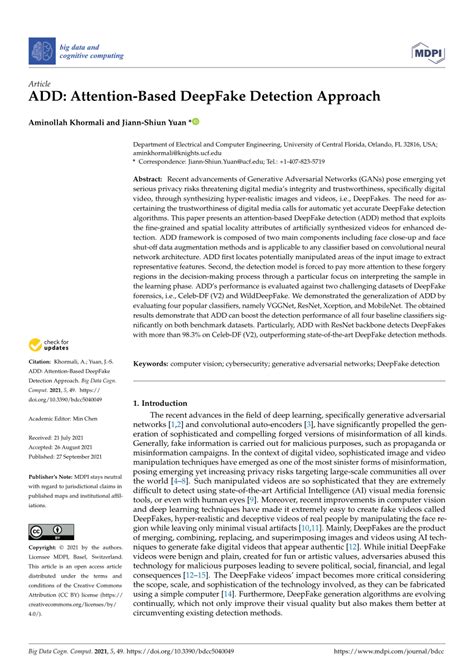 PDF ADD Attention Based DeepFake Detection Approach