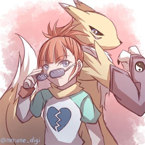 Makino Ruki Renamon Digimon Digimon Tamers Belt Broken Heart Digimon Creature Fluffy