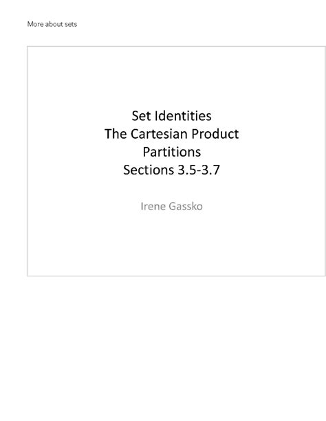 Cartesian Product Slides I C SCI B DŽƌĞ ĂďŽƵƚ ƐĞƚƐ ĞƚƐ ĂŶĚ ŽŐŝĐ Ύ Ğƚ ĚĞŶƚŝƚŝĞƐΎ dƵƉůĞƐ