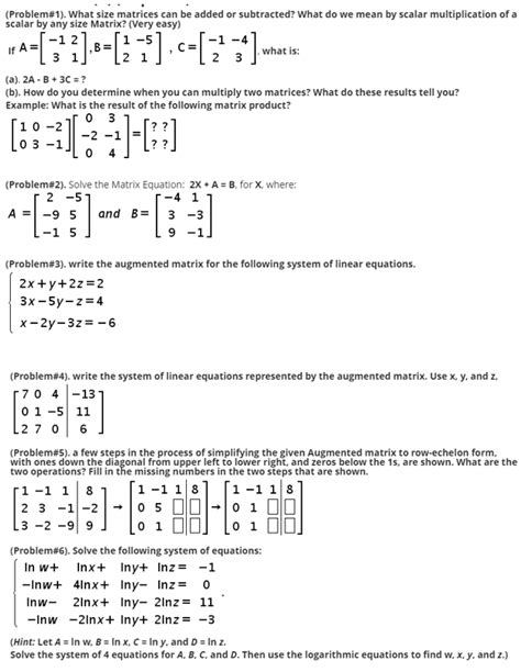 Solved If A Problem What Size Matrices Can Be Added Chegg