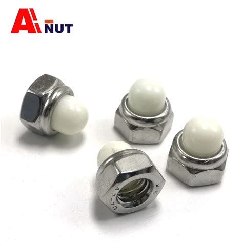 M5 M6 M8 M10 Nylon Insert Acorn Nut 304 Stainless Steel Nylon Head