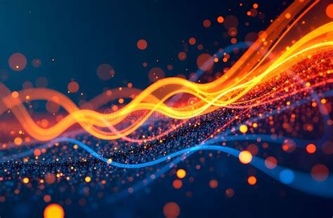Abstract Glowing Waves With Sparkling Particles On Dark Background Stock Image Image Of Shine