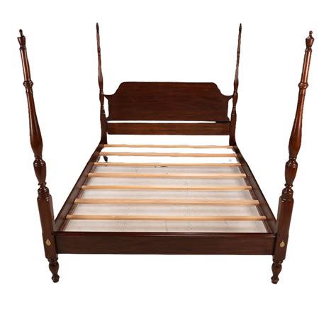 1986 Henkel Harris 4 Poster Solid African Mahogany Queen Bed