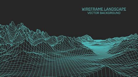 Premium Vector Abstract Landscape Background Mesh Structure Polygonal Wireframe Background