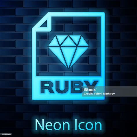 發光霓虹燈 ruby 檔文檔圖示下載紅寶石按鈕圖示隔離在磚牆背景檔符號向量插圖向量圖形及更多javascript圖片 javascript